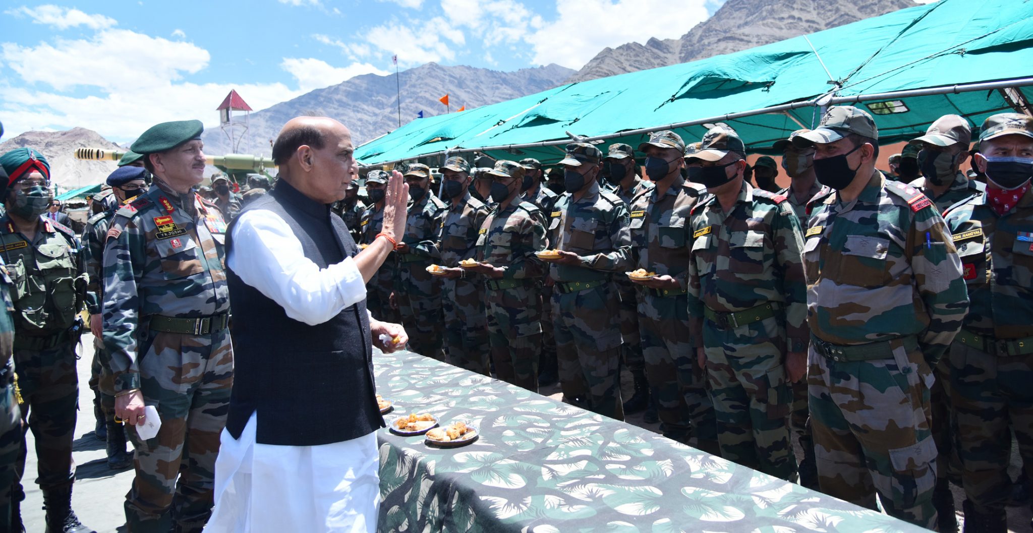 Raksha Mantri Shri Rajnath Singh interacts with troops of Indian Army’s ...
